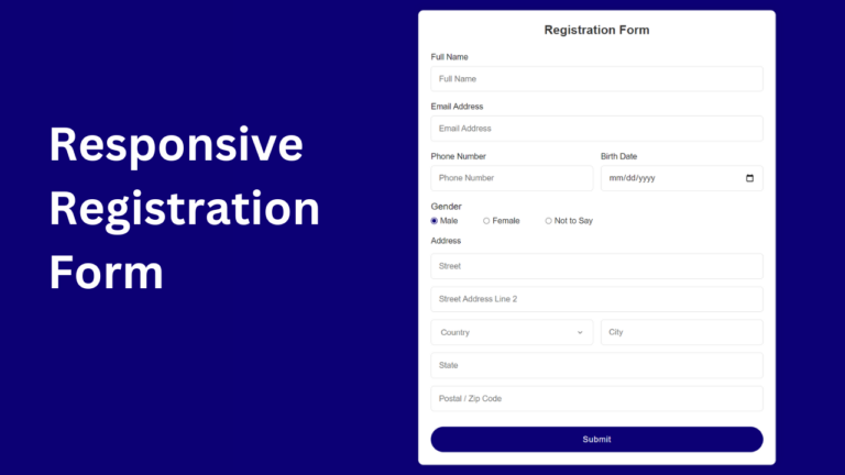 Responsive Registration Form Using HTML and CSS Responsive Registration Form Using HTML and CSS