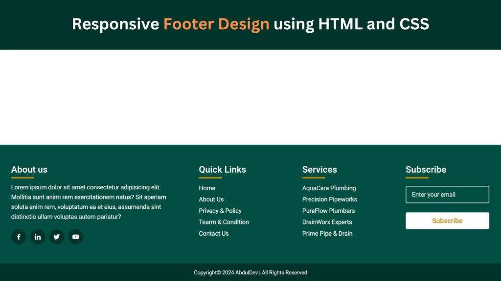 How to Design Responsive Footer Using HTML and CSS | 2025